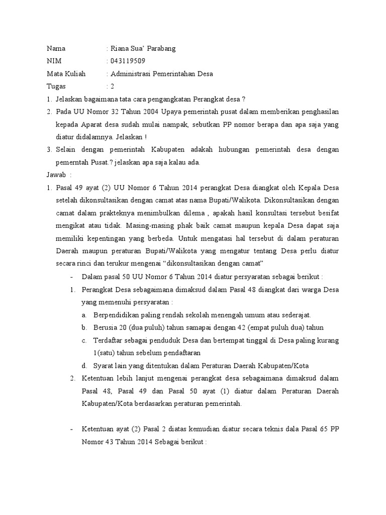 Tugas 2 Administrasi Pemerintahan Desa | PDF
