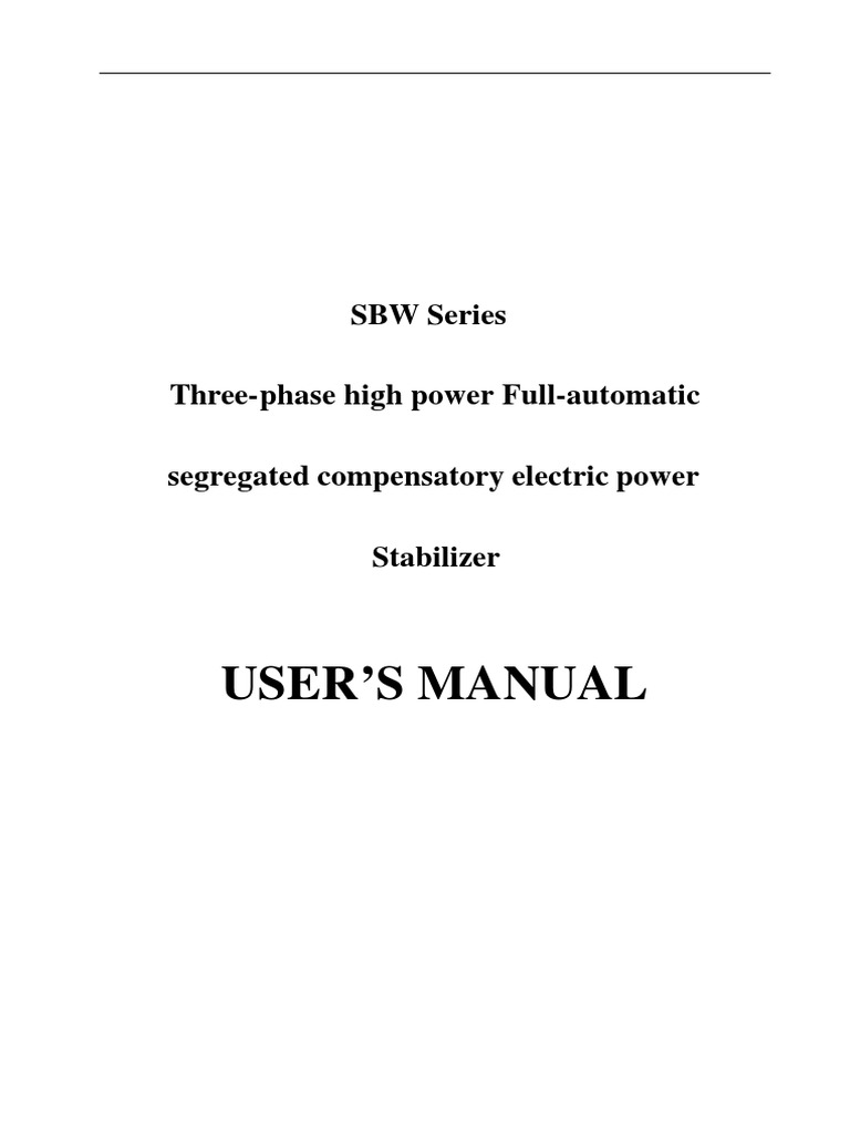 User'S Manual: SBW Series | PDF | Power Supply | Switch