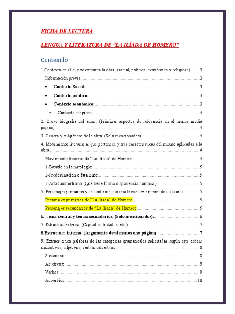 Análisis de "La Ilíada" de Homero | PDF | Héctor | Aquiles