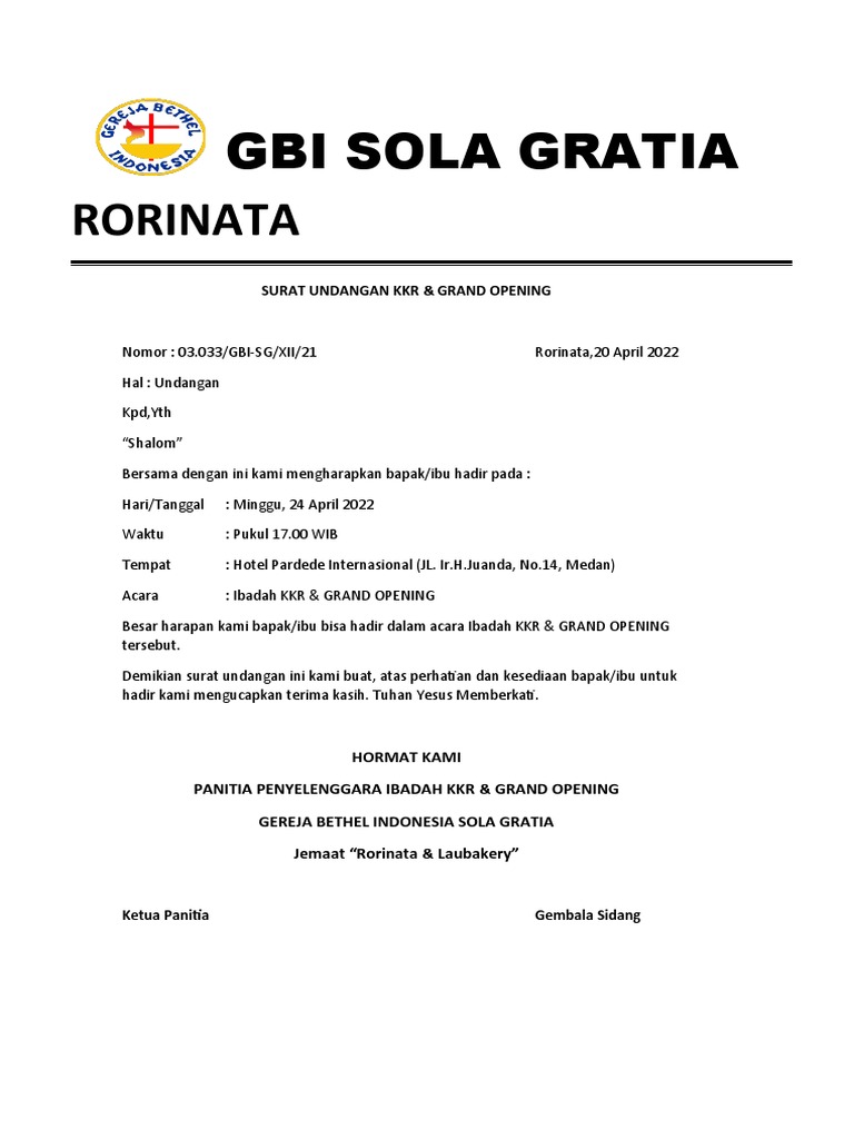 Undangan KKR & Grand Opening | PDF