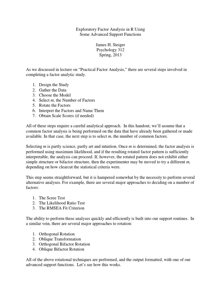 Advanced Exploratory Factor Analysis in R | PDF | Factor Analysis ...