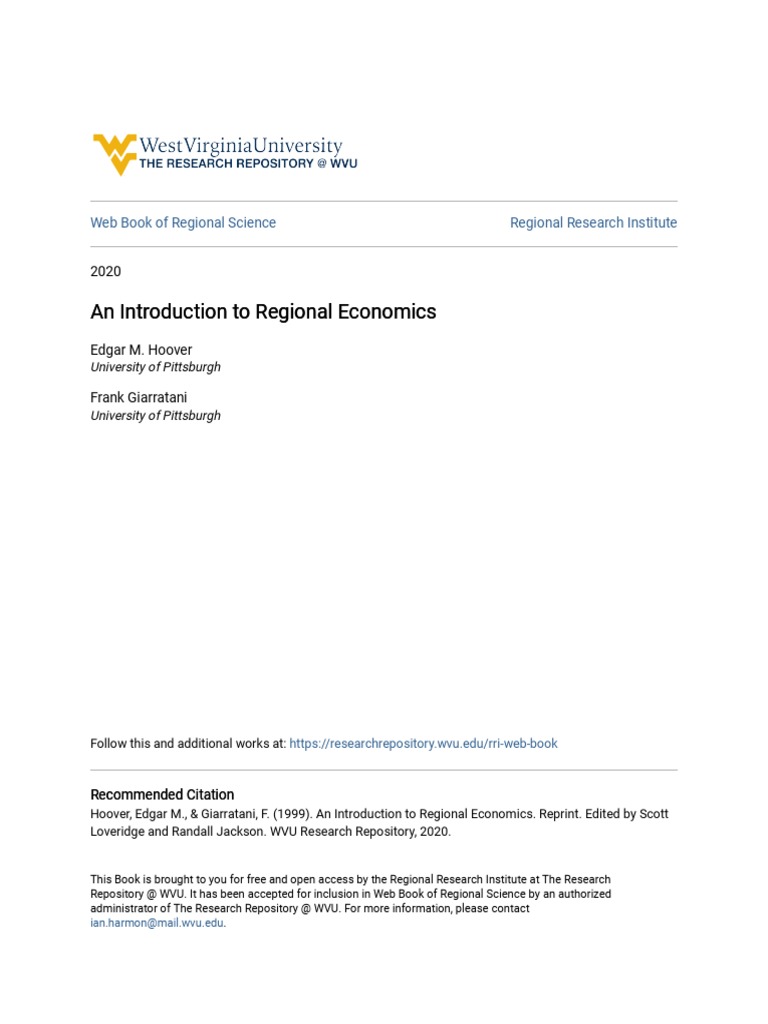 An Introduction To Regional Economics | PDF | Economics | Microeconomics