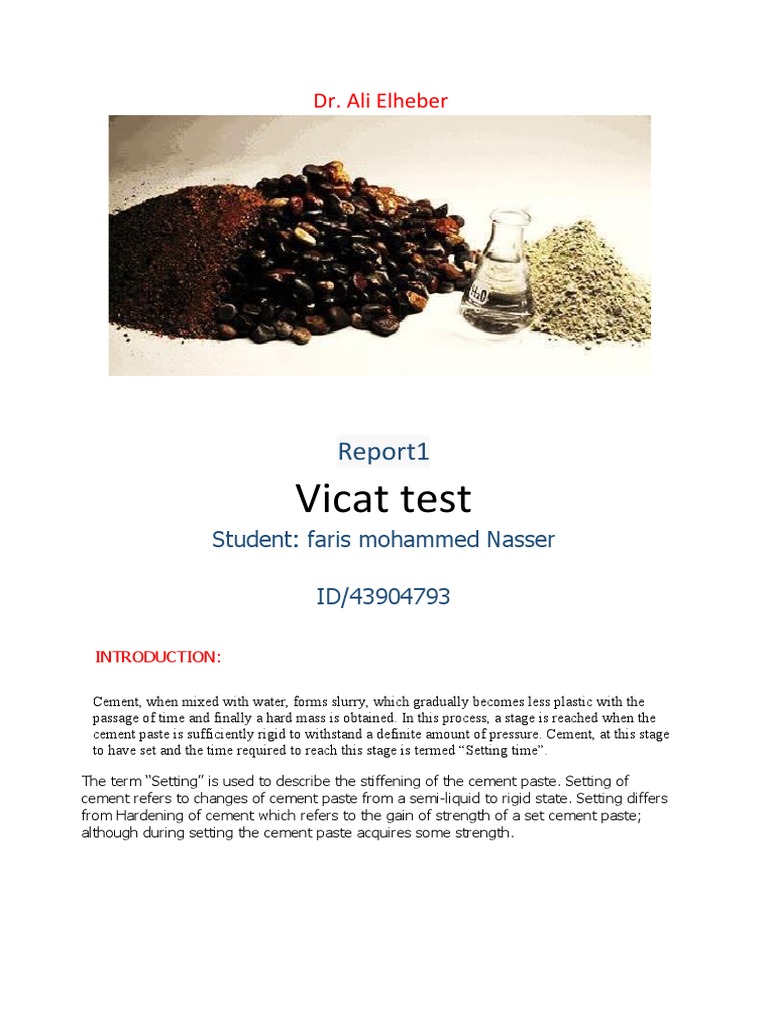Vicat Test: Report1 | PDF | Cement | Water