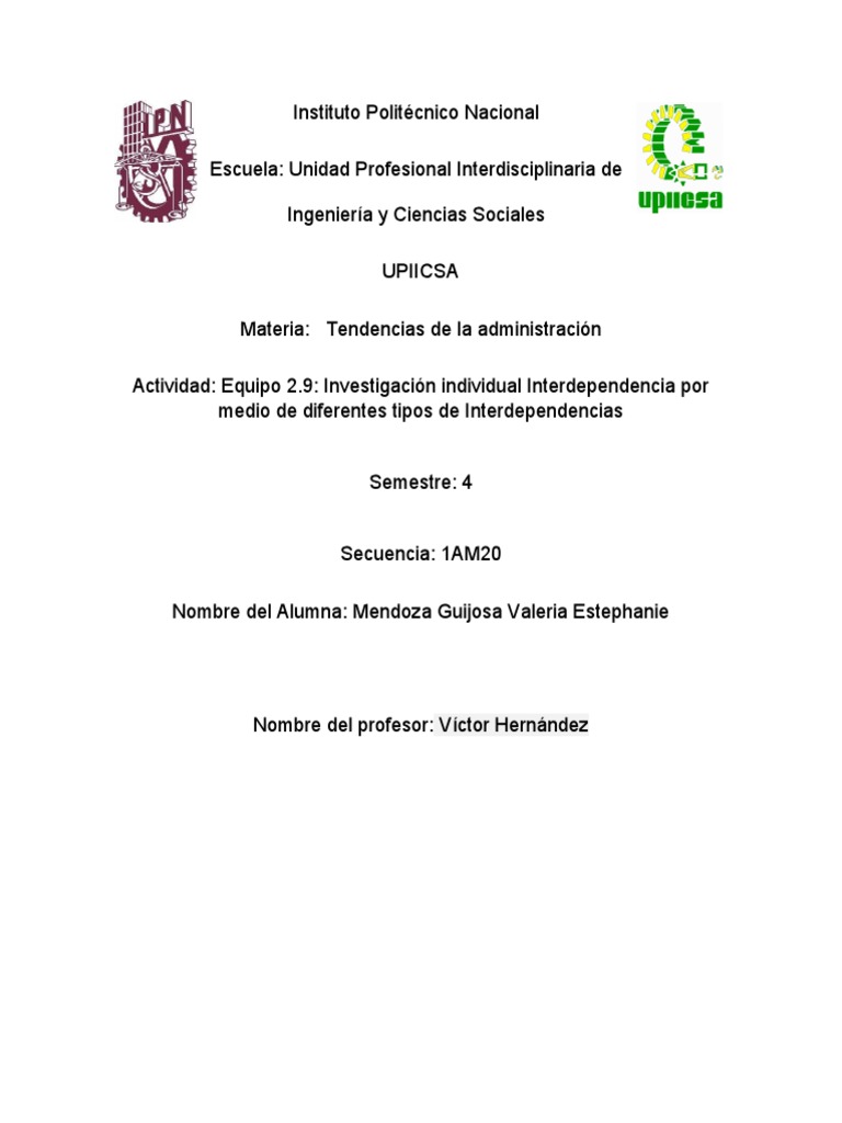 Tipos de Interdependencia Laboral | PDF | Naturaleza | Obtención