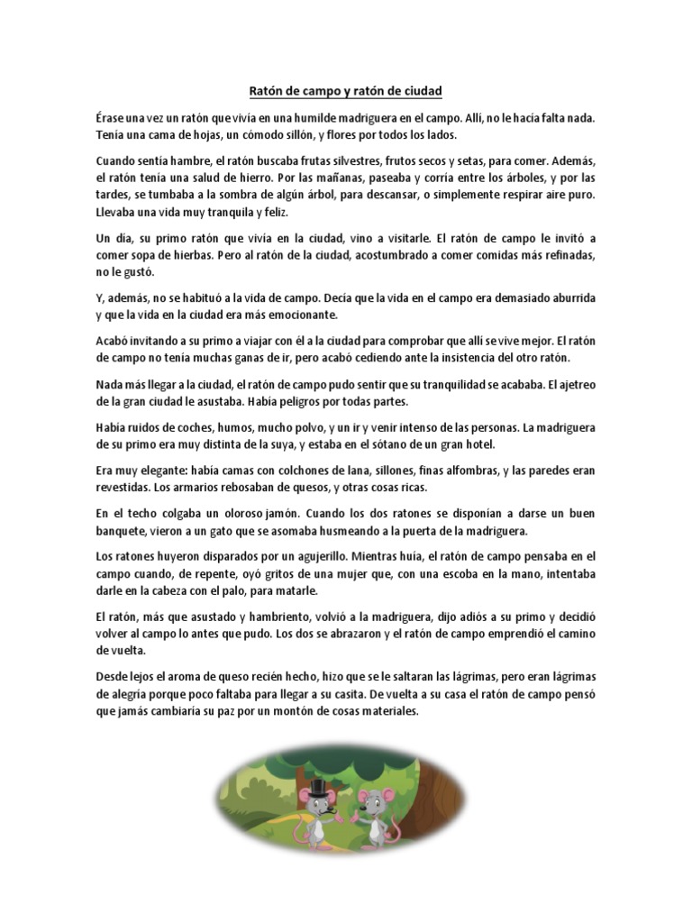 Ratón de Campo y Ratón de Ciudad | PDF