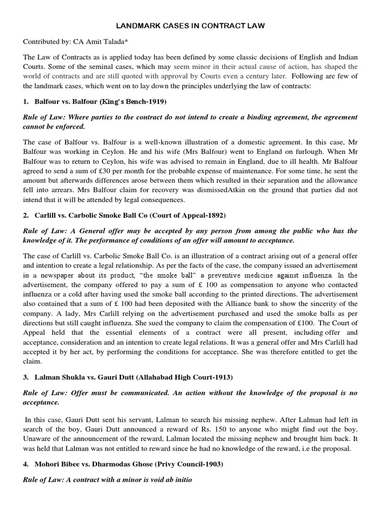 Contract Act Case Studies - Edited | PDF | Justice | Common Law