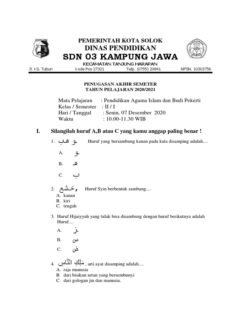 Tugas Akhir Semester Kelas 2 | PDF