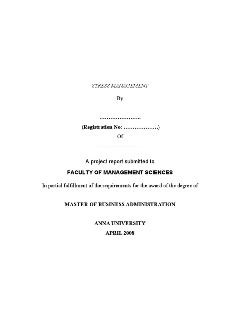 Stress Management Project | PDF