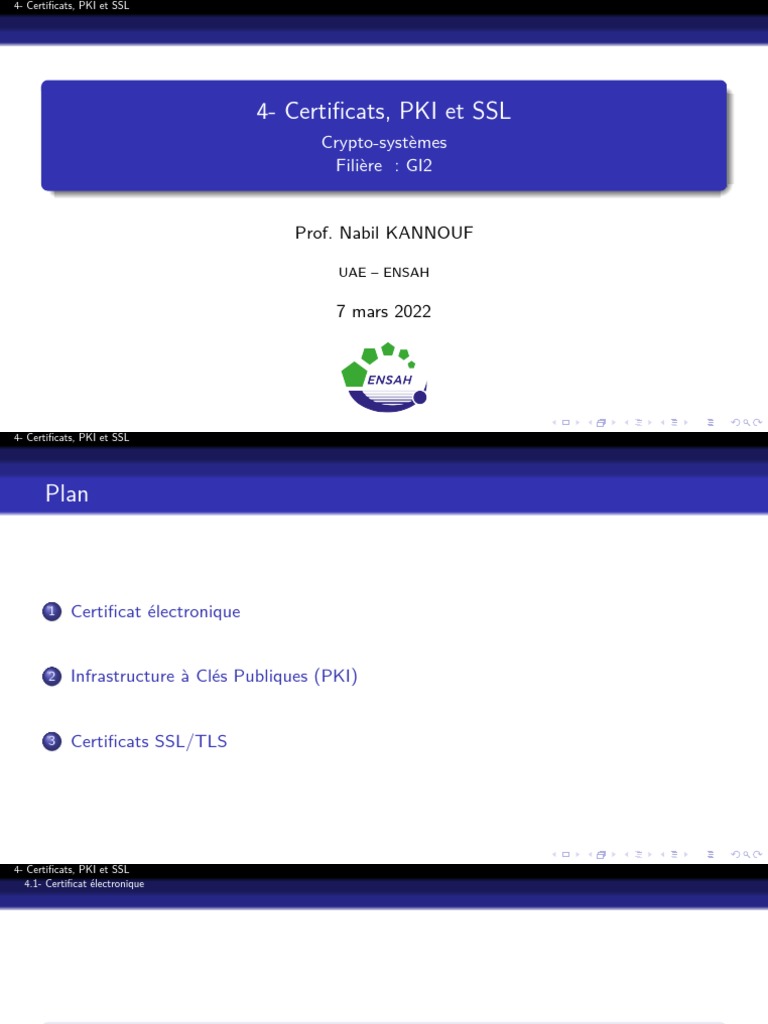 Certificats, PKI Et SSL - Séance 7 | Descargar gratis PDF | Sécurité de ...