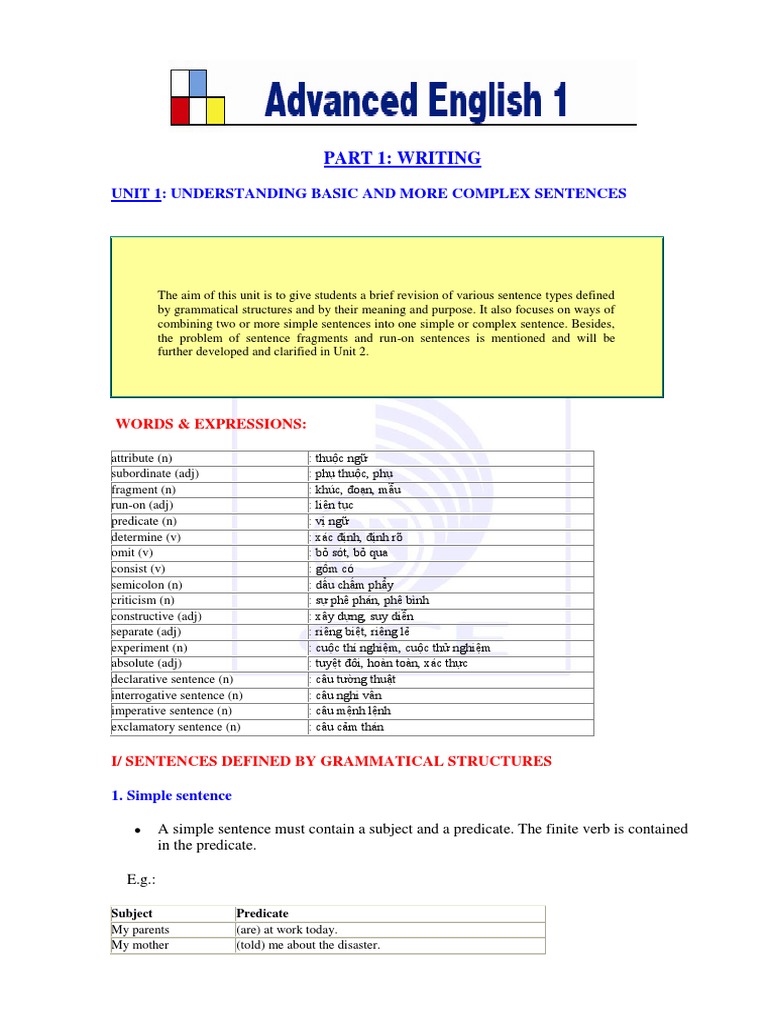 Understanding Sentence Structures | PDF | Sentence (Linguistics ...