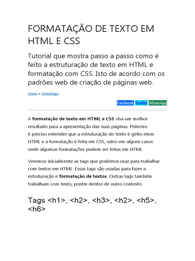 Guia de HTML e CSS para Iniciantes | PDF | Html | XML