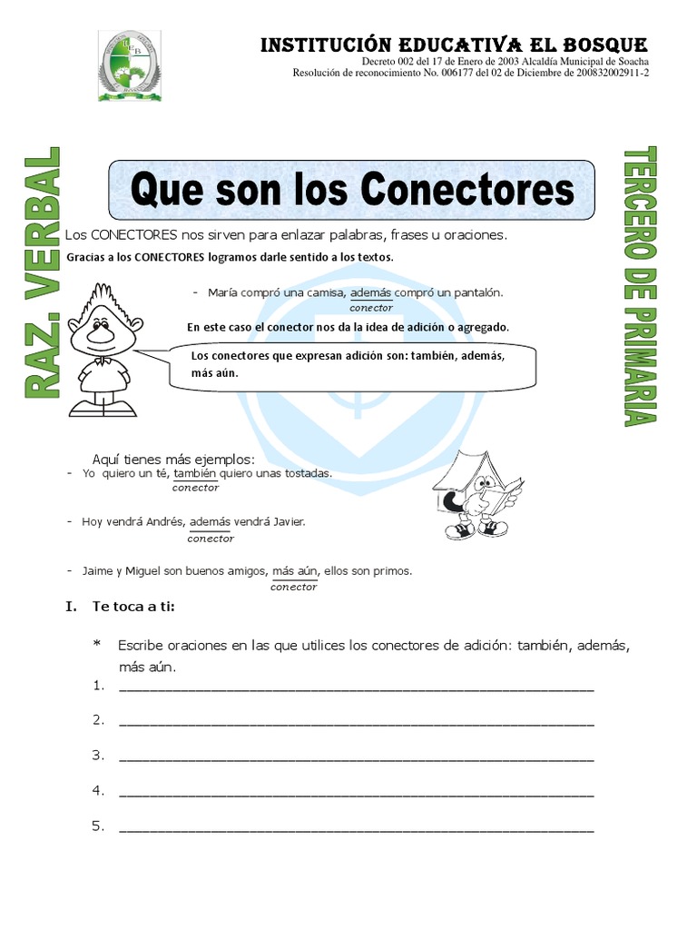 Ficha Que Son Los Conectores para Tercero de Primaria | PDF