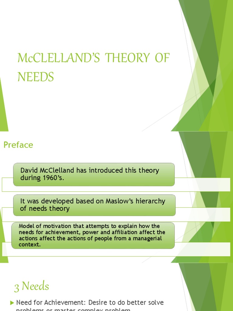 Mcclelland'S Theory of Needs | PDF | Career & Growth