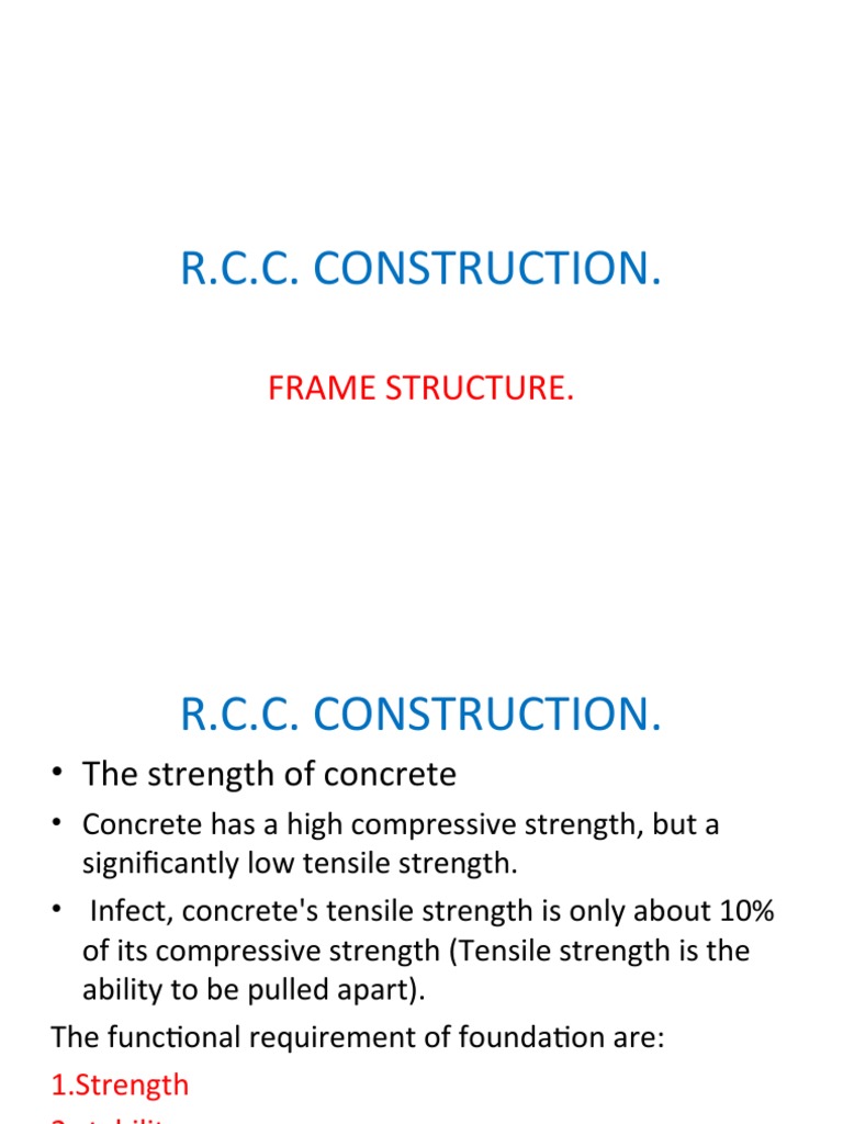 R.C.C. Construction.: Frame Structure | PDF | Concrete | Clay