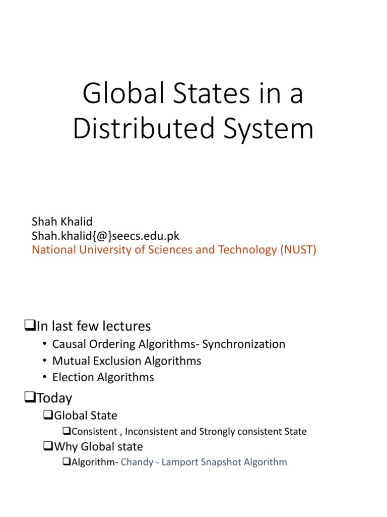 Lect 21 Global State in Distributed System | PDF | Distributed ...
