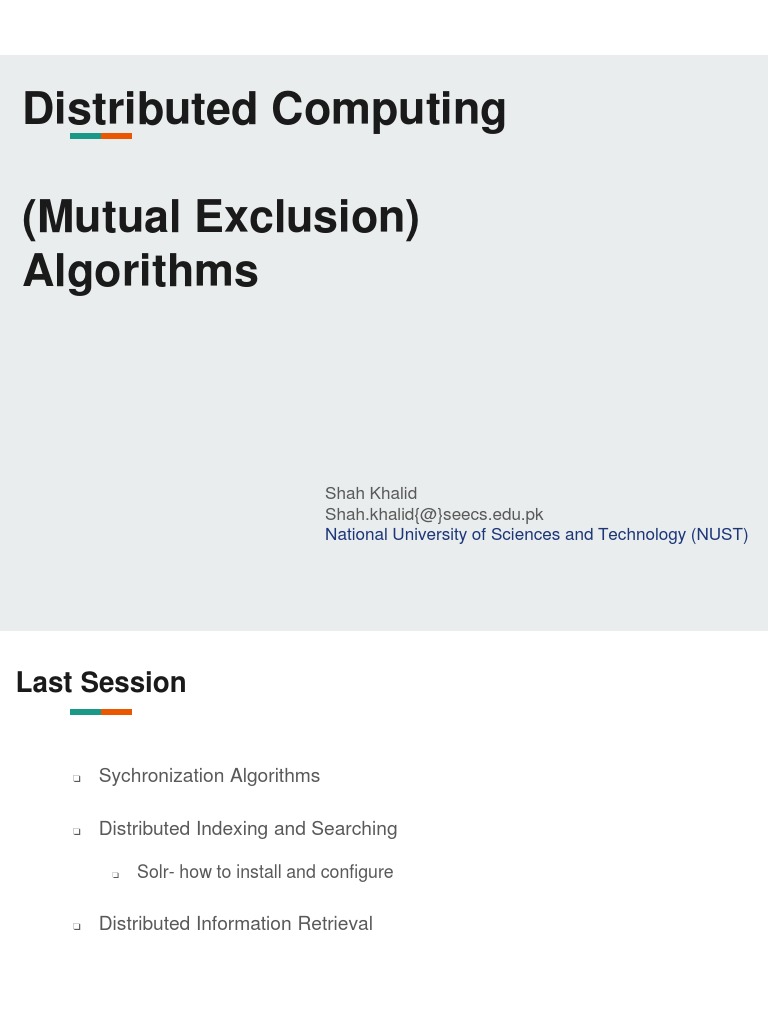 Lecture 16,17, 18 Mutual Exclusion Algorithms | PDF ...