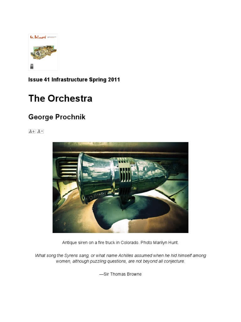 The Orchestra: George Prochnik | PDF