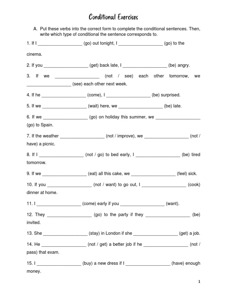Conditional Extra Exercises | PDF | Linguistics