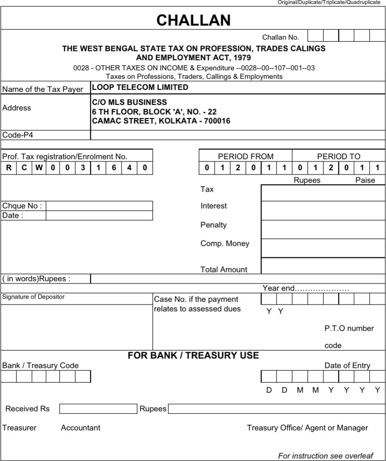 P Tax Challan Format | PDF | Finance & Money Management