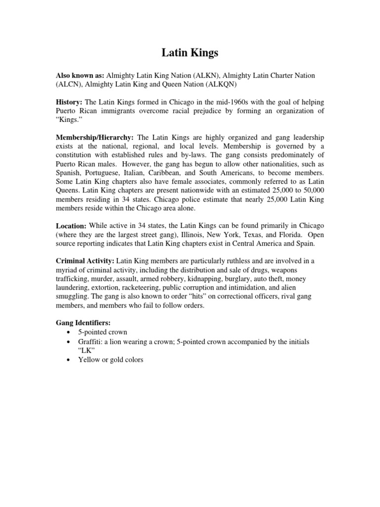 Latin Kings: History & Activities | PDF