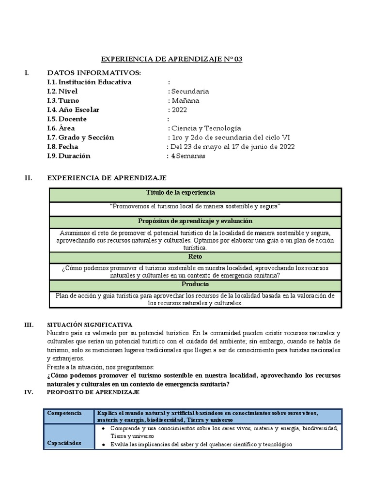 (1y2) Tercera Experiencia de Cyt | PDF | Evaluación | Aprendizaje