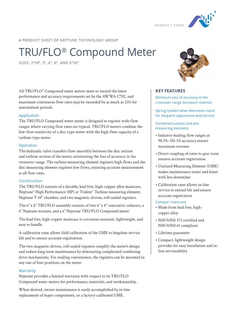 Tru/Flo Compound Meter: A Product Sheet of Neptune Technology Group ...