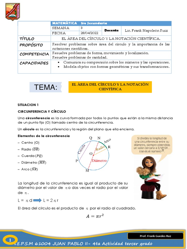 4ta Actividad Tercer Grado | PDF | Pi | Circulo