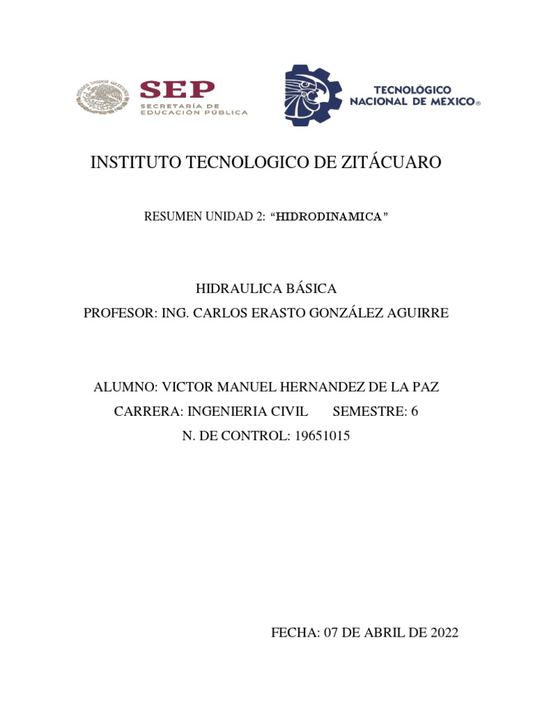 Resumen Unidad 2 Hidrodinamica | PDF | Velocidad | Física