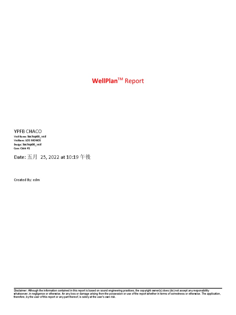 Wellplan: Ypfb Chaco | PDF | Casing (Borehole) | Buckling