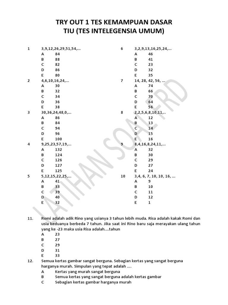 Soal Tkd-Tiu | PDF