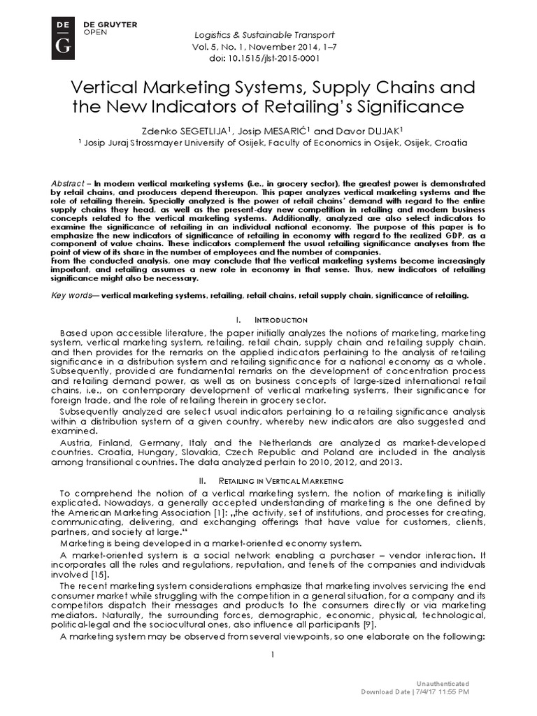 Vertical Marketing Systems & Retail | PDF | Retail | Supply Chain