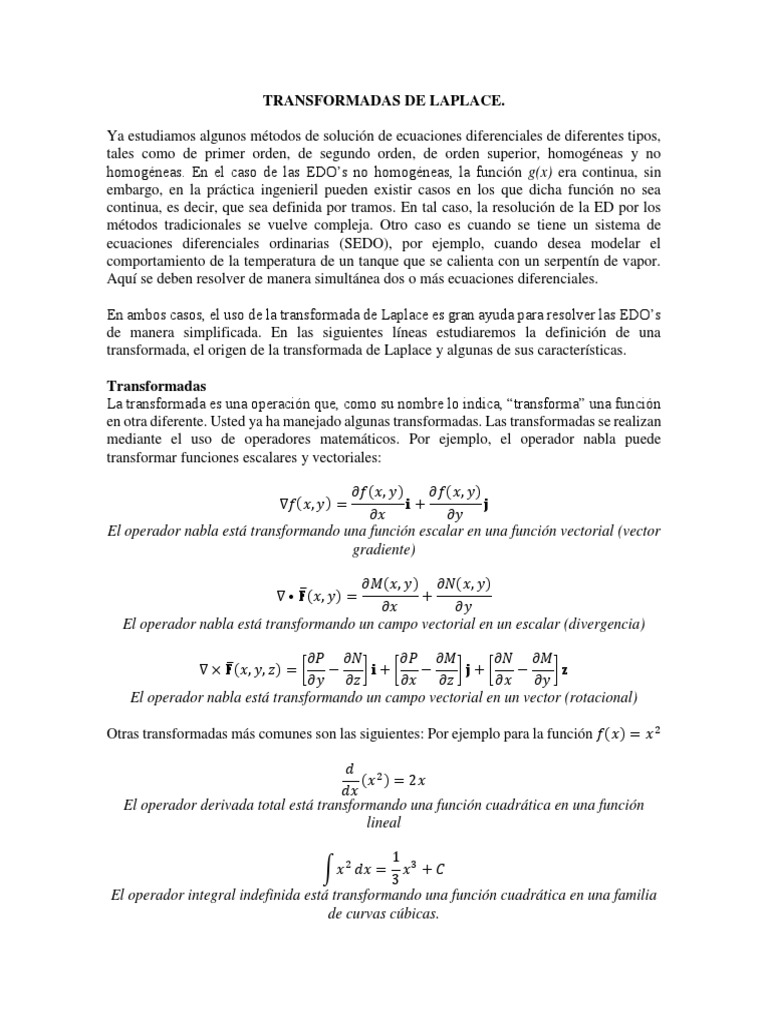 1 TRANSFORMADAS DE LAPLACE Parte 1 | PDF | Integral | Transformada de ...