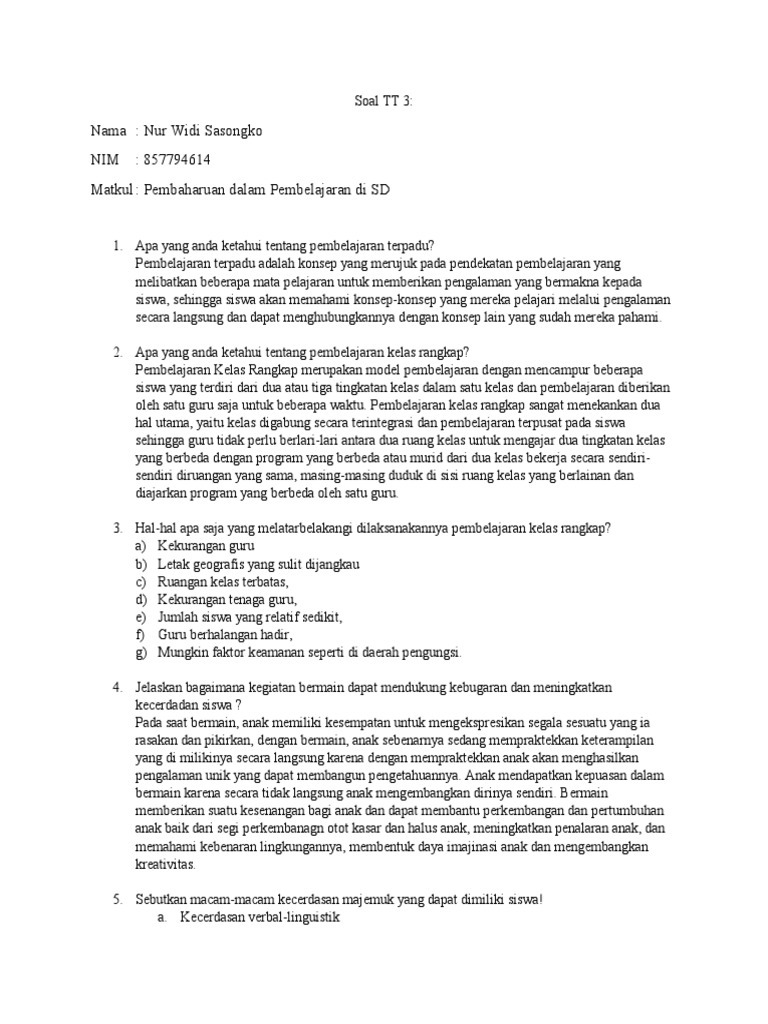 Soal TT 3 Pembaharuan | PDF | Kesehatan Holistik | Sains & Matematika