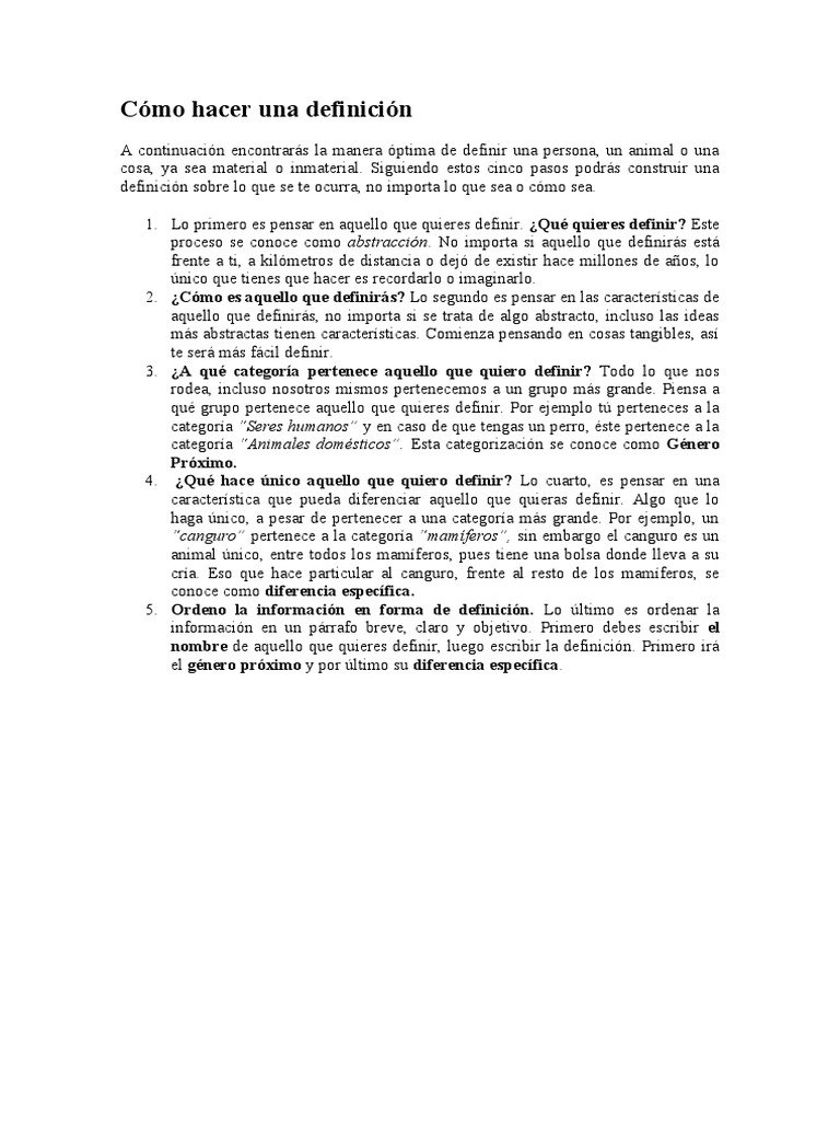 Cómo Hacer Una Definición | PDF