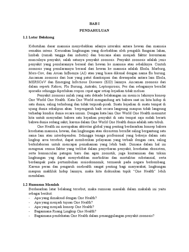 Konsep One Health Zoonosis | PDF