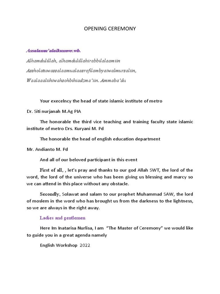 Teks MC Workshop TBI | PDF | Religion & Spirituality