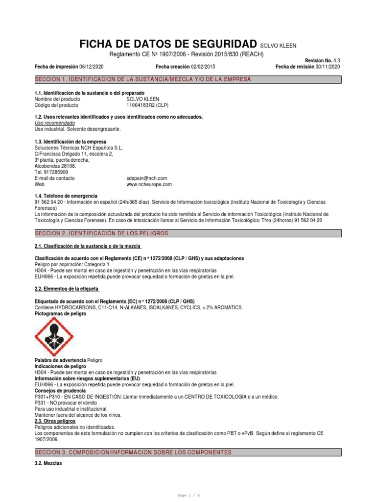 FDS - Solvo Klean | PDF | Química | Ciencias fisicas