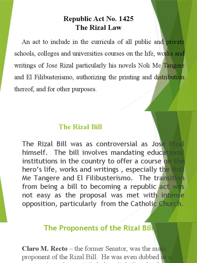 Republic Act No. 1425 The Rizal Law | PDF | Philippines