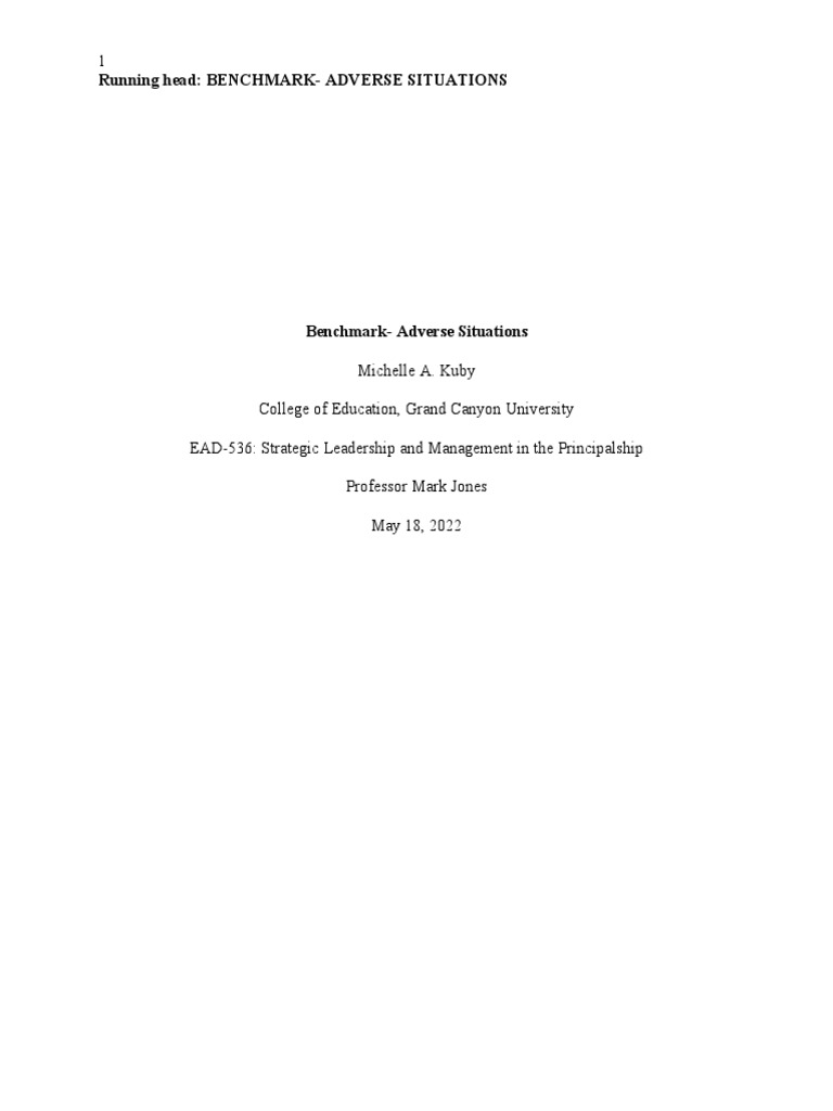 Running Head: Benchmark-Adverse Situations | Download Free PDF ...
