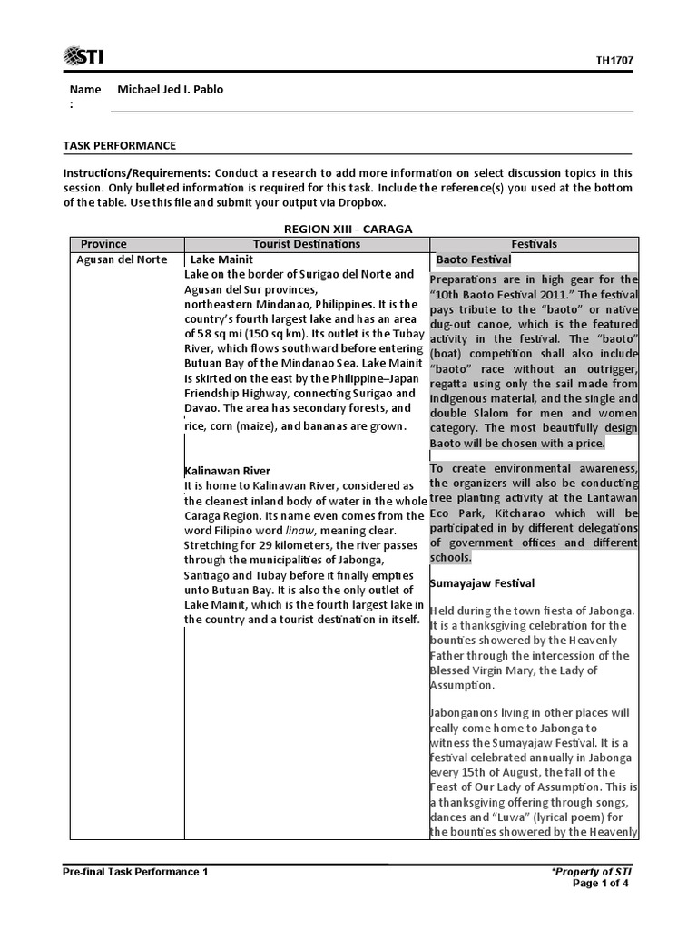 Philippines Culture Task Performance For Pre-Finals | PDF | Festival