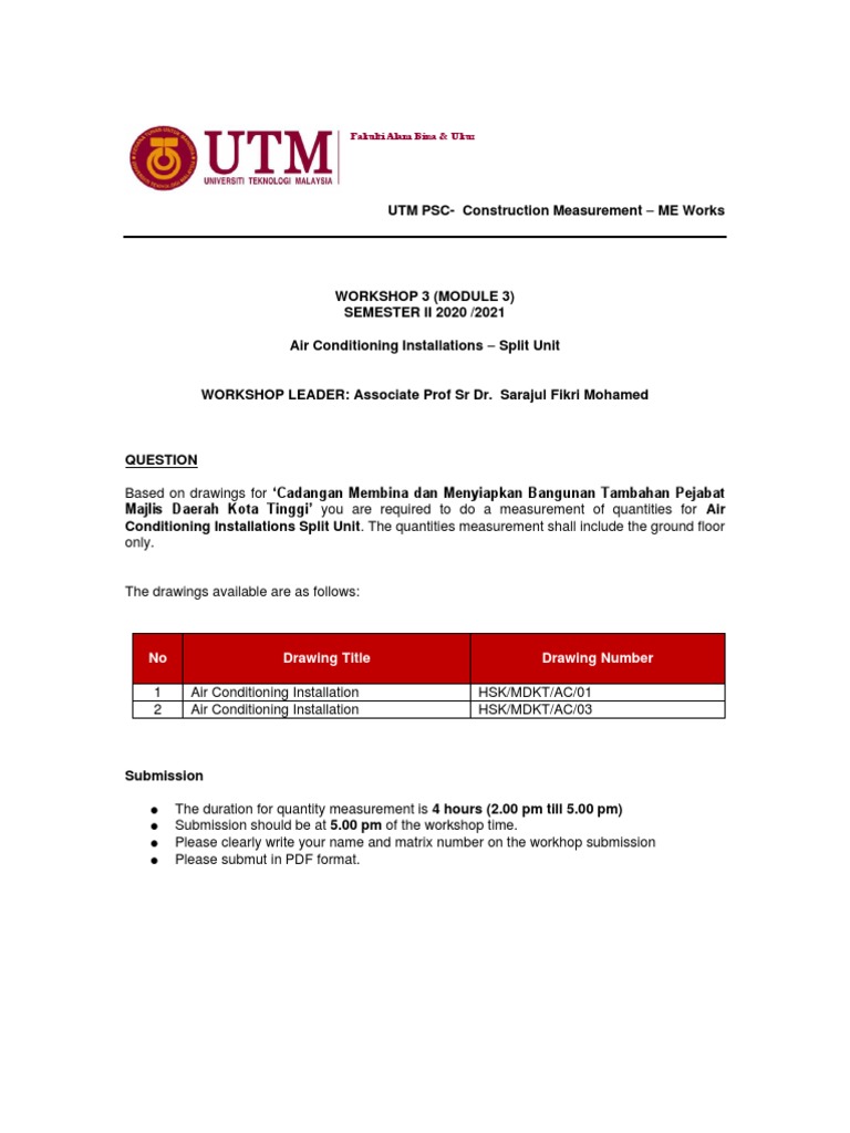 Workshop 3 Air Conditioning Installations Split Unit | PDF | Air ...