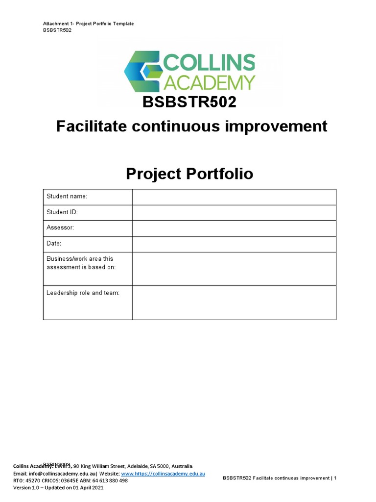 BSBSTR502 Project Portfolio Template | PDF | Policy | Knowledge Management