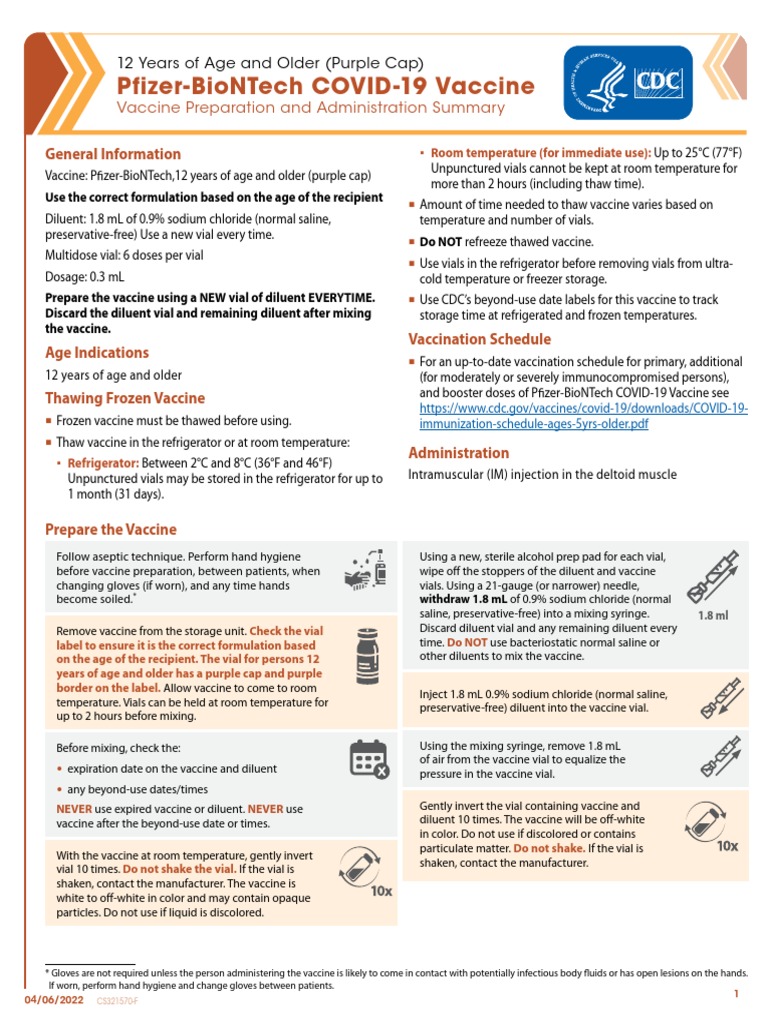 Pfizer COVID vaccine preparation and administration guide | PDF ...