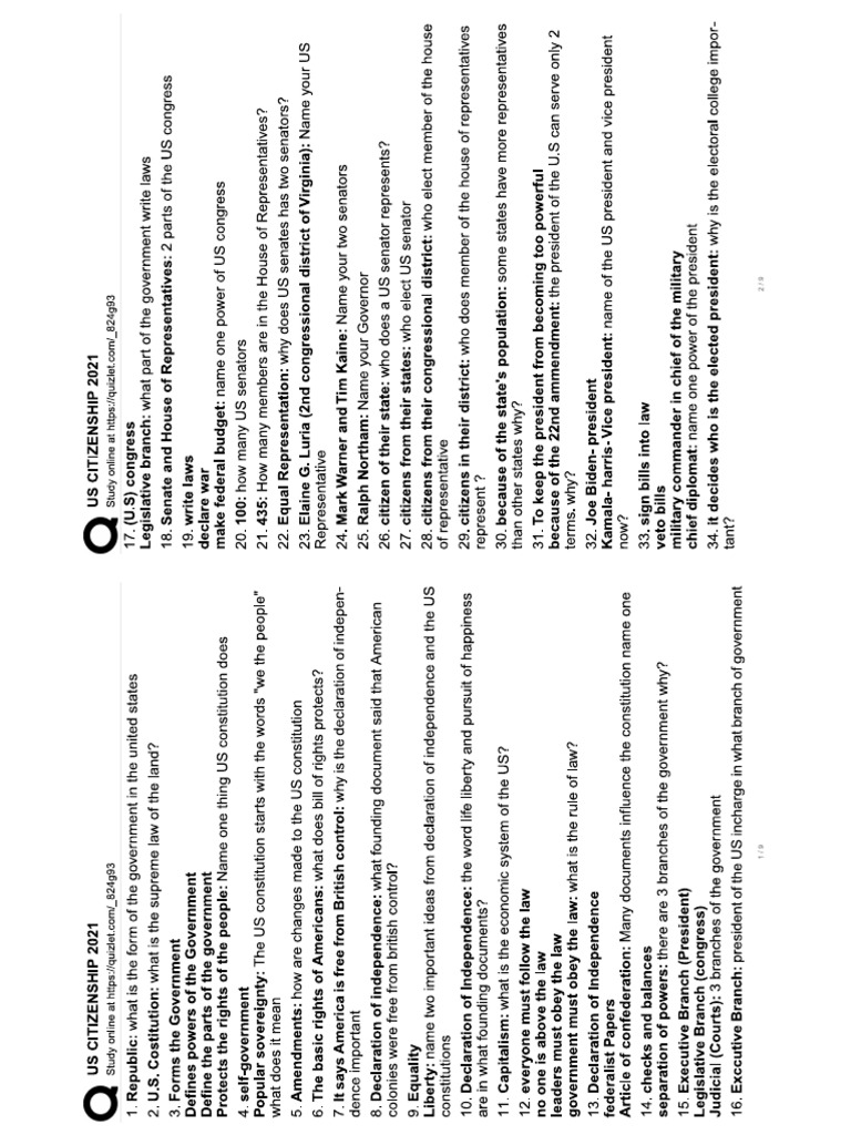 US Citizenship Test | PDF