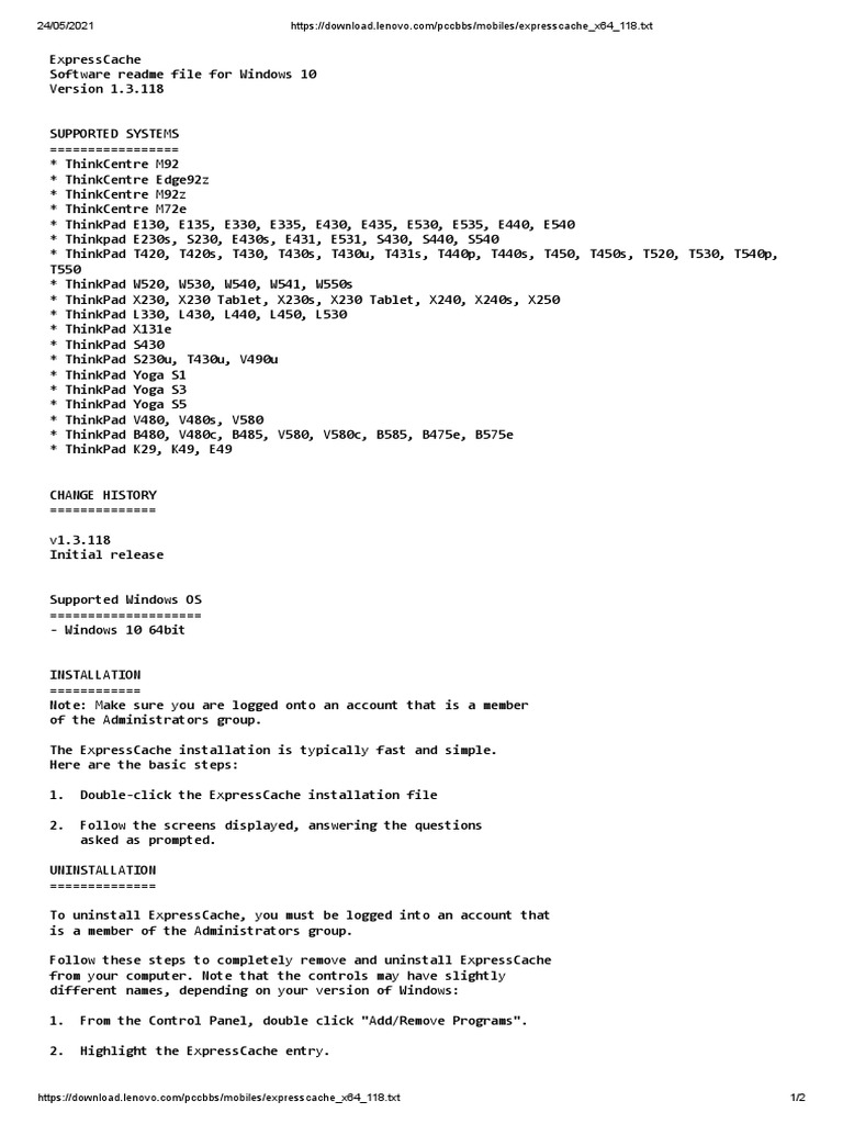ExpressCache software readme file | PDF | Microsoft Windows | Windows 10