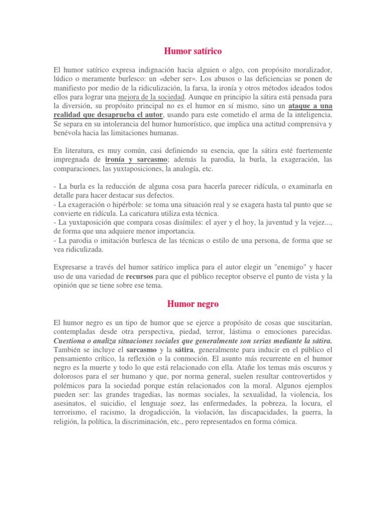 Humor Satírico | Descargar gratis PDF | Humor | Sátira