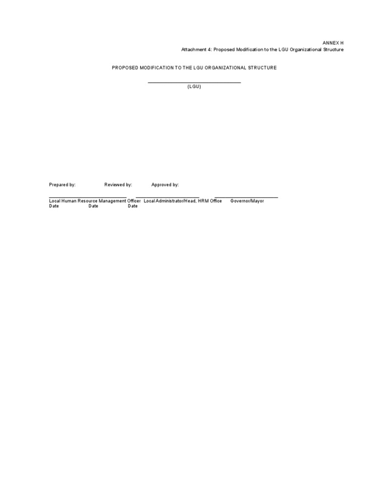 Attachment 4 Proposed Modification To The LGU Organizational Structure ...