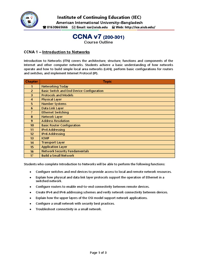 CCNA Course Overview | PDF | Computer Network | I Pv6