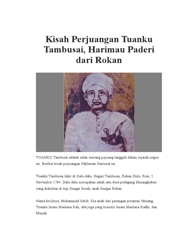 Kisah Perjuangan Tuanku Tambusai | PDF