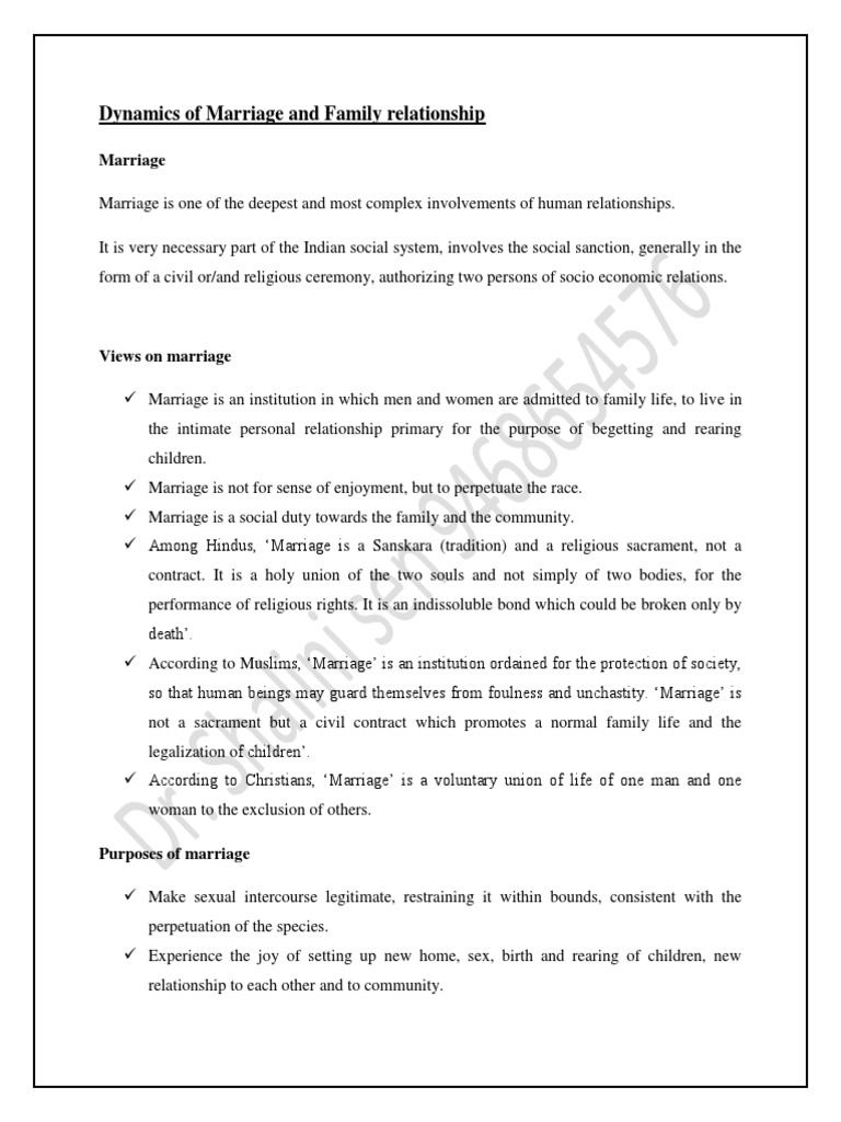 Dynamics of Marriage and Family Relationship | PDF | Marriage | Family